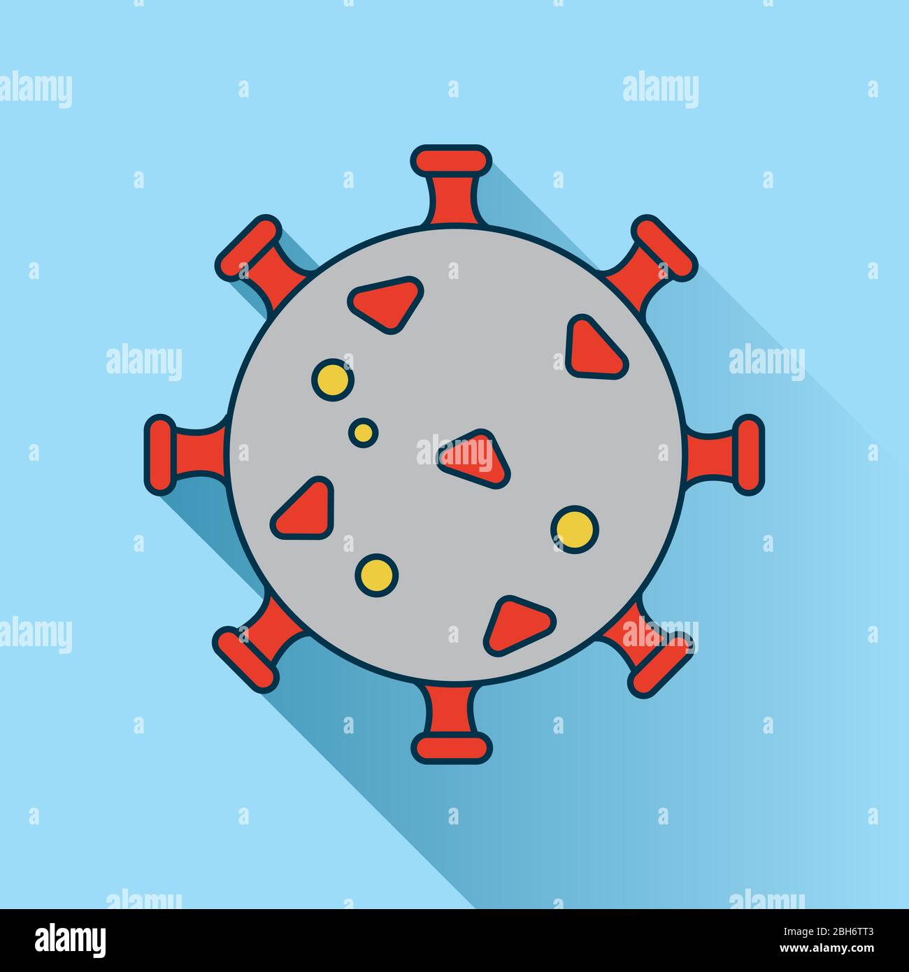 covid 19 symbol icon over blue background, colorful design, vector ...