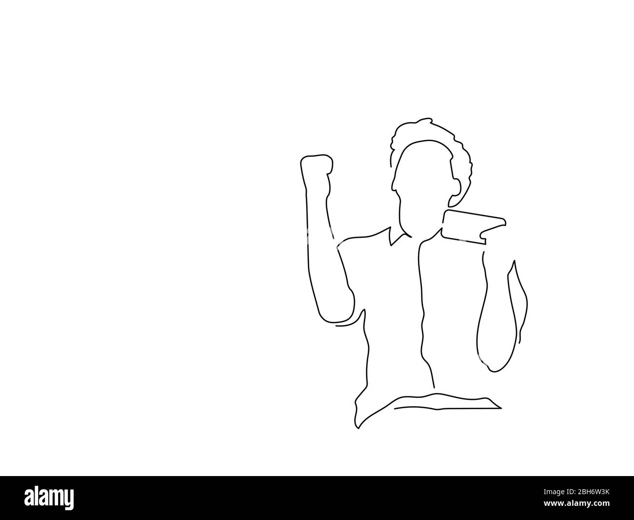 People using technology line drawing, vector illustration design Stock ...