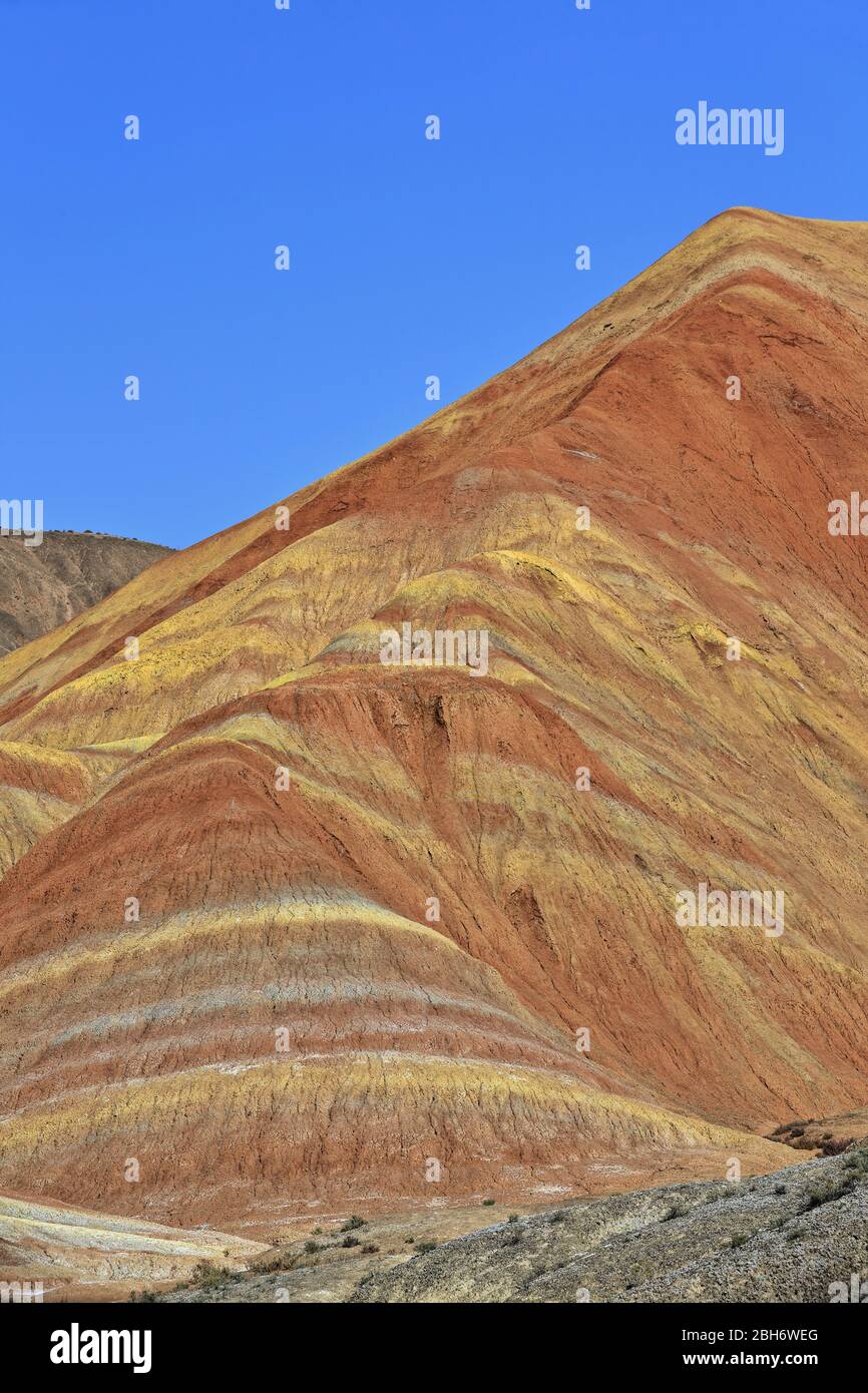 Colorful-Screen landform from the sightseeing road. Zhangye-Danxia ...