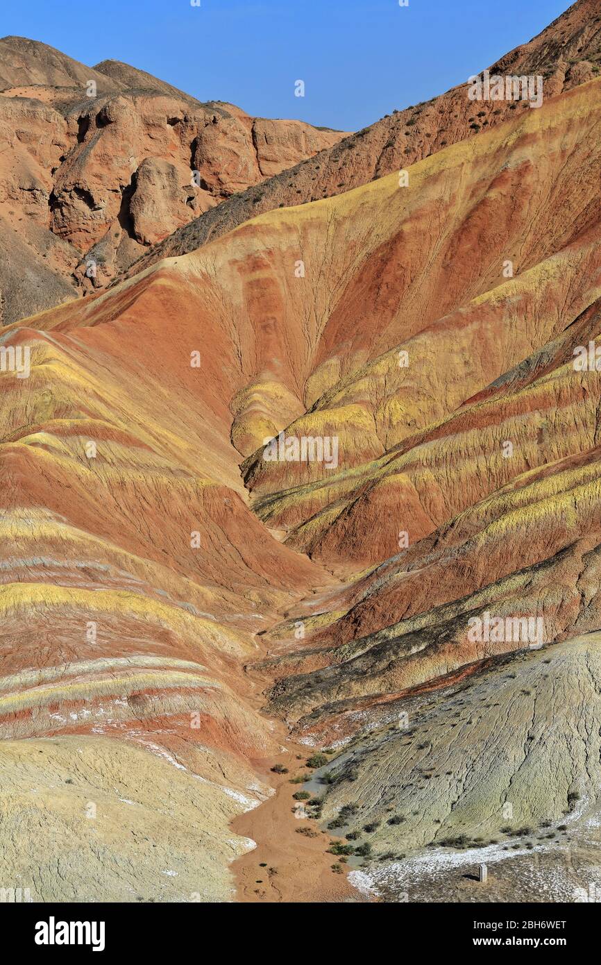 Colorful-Screen landform from the sightseeing road. Zhangye-Danxia ...