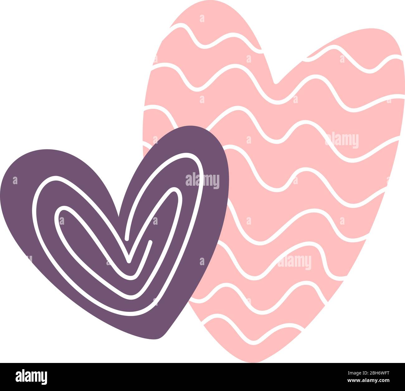 Two cute hearts isolated on white background. Valentines Day vector ...