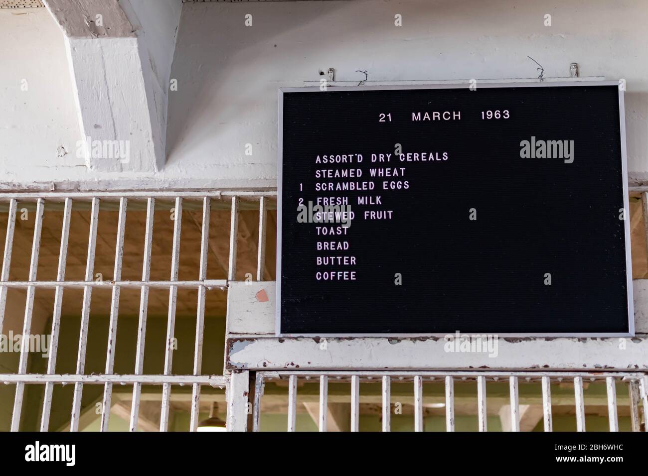Kitchen Menu sign board from the Alcatraz prison Kitchen inside the ...