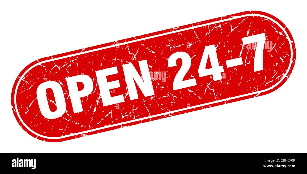 open 24 7 sign. open 24 7 grunge red stamp. Label Stock Vector Image ...