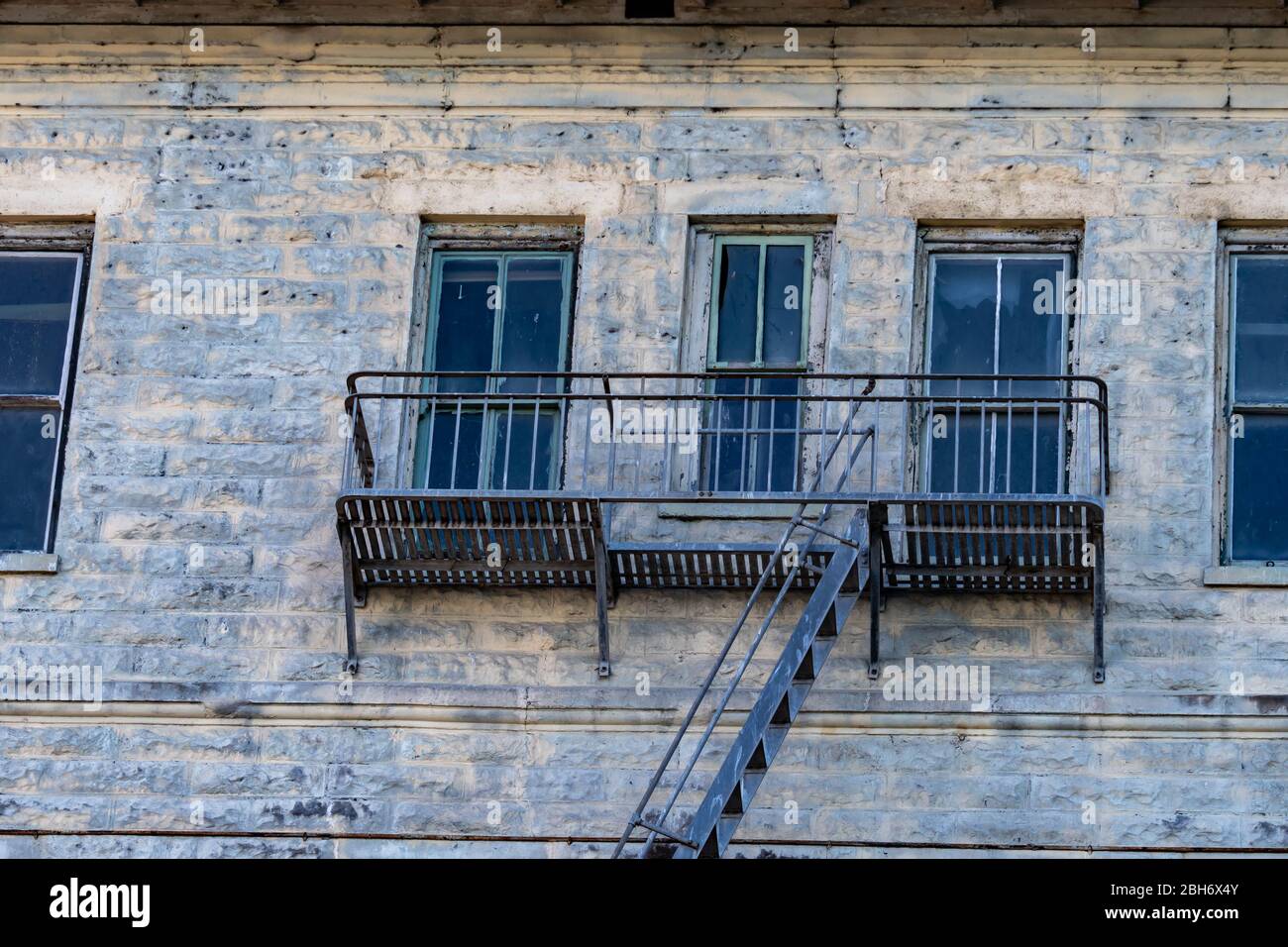 Alcatraz prison barracks or appartments from the front or center part ...
