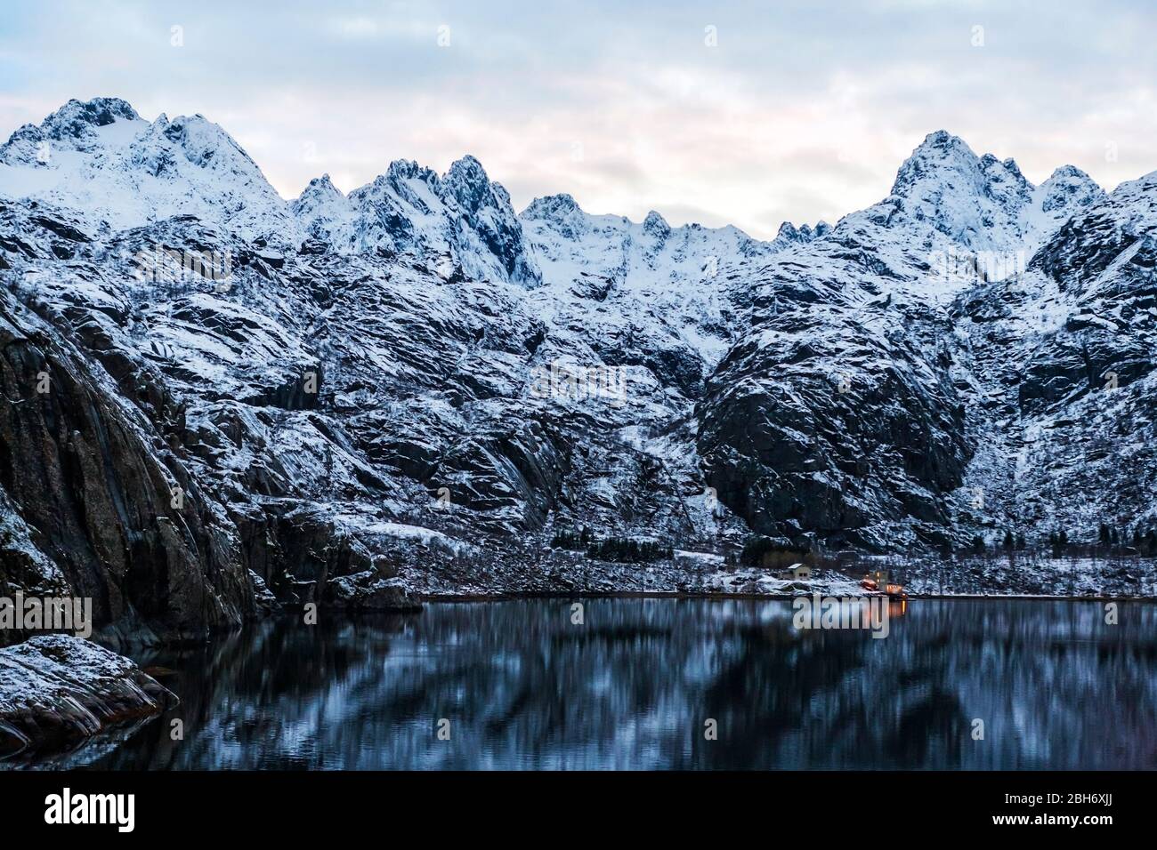 Deep dusk in Trollfjorden, Hadsel, Vesterålen, Norway Stock Photo - Alamy