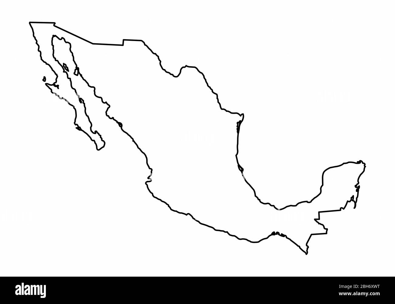 Mexico outline map isolated on white background Stock Vector Image ...