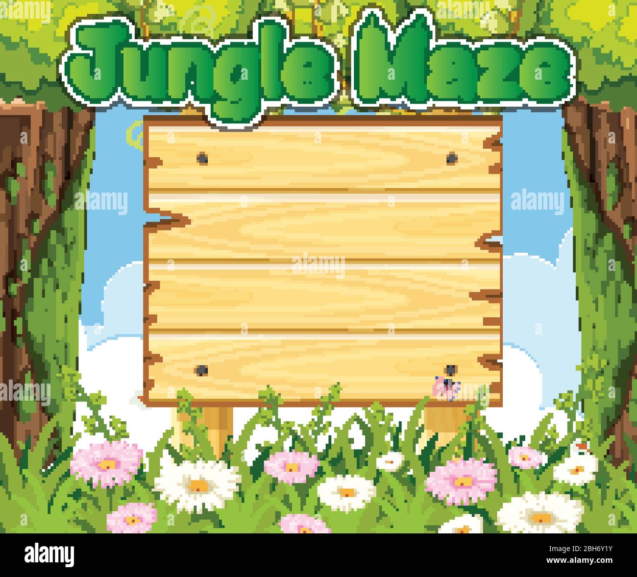 Banner template with forest in background illustration Stock Vector ...