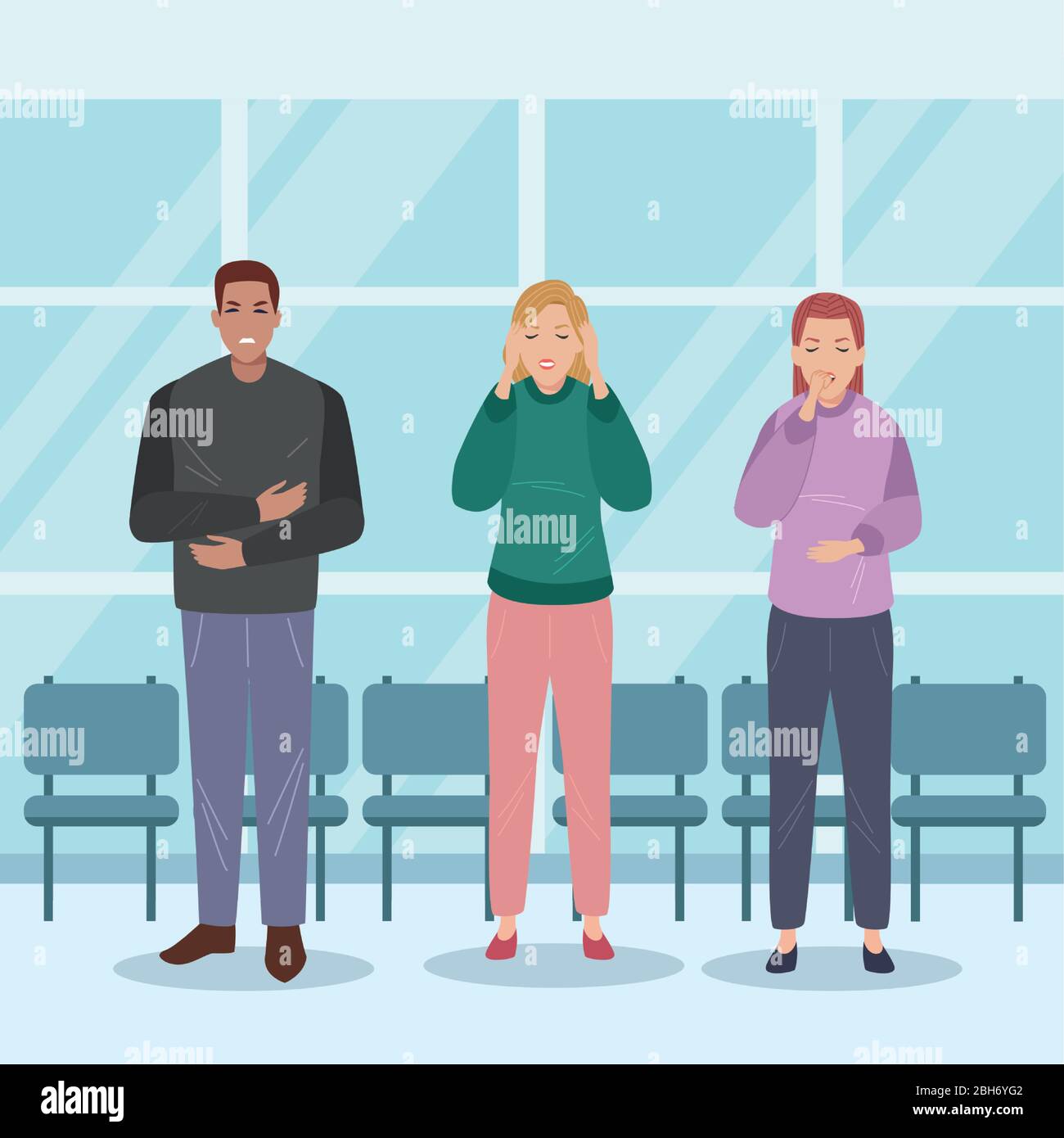 group of people sick with covid19 symptoms Stock Vector Image & Art - Alamy