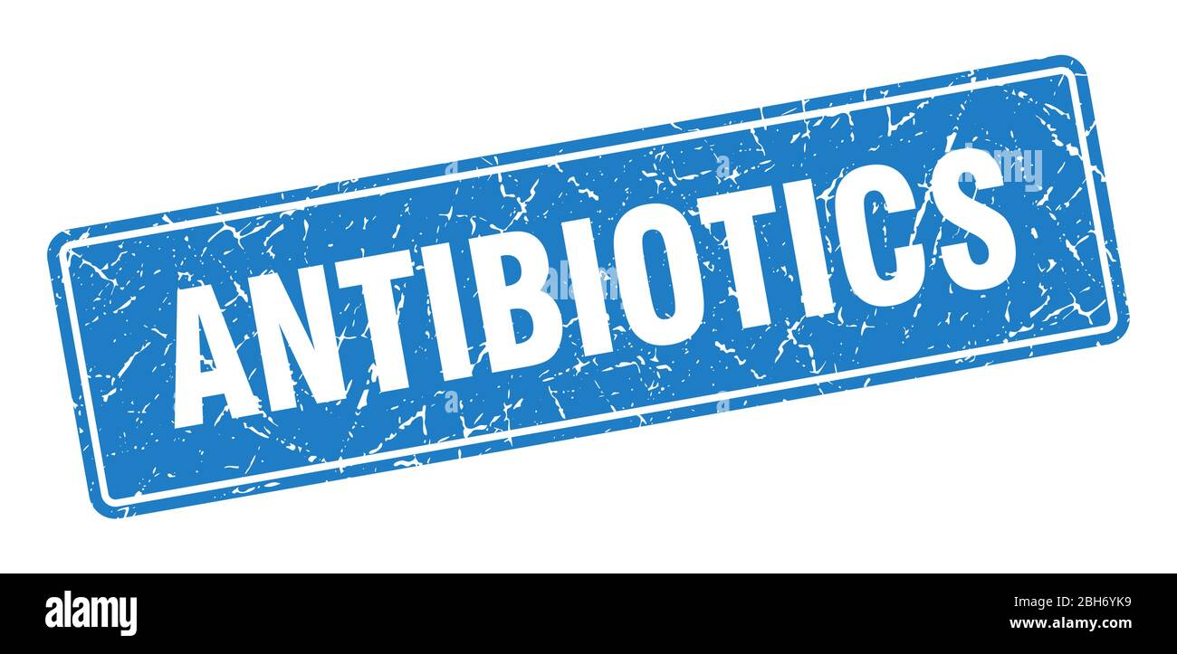 antibiotics stamp. antibiotics vintage blue label. Sign Stock Vector ...