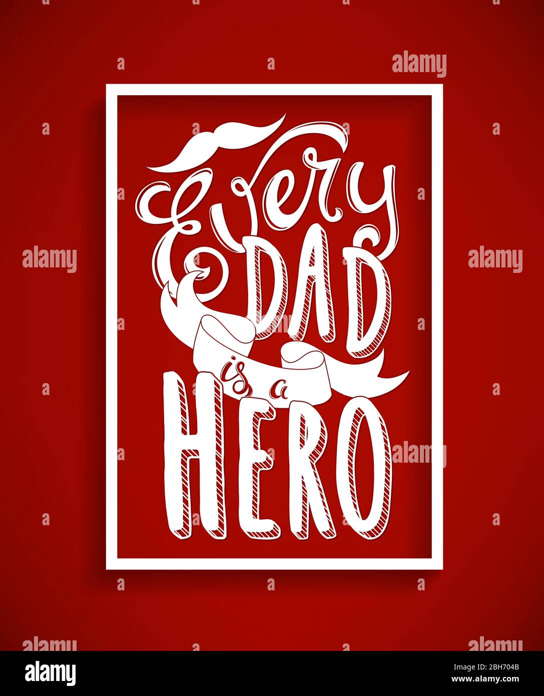 Greeting card template for Happy Fathers Day with hand drawn lettering ...