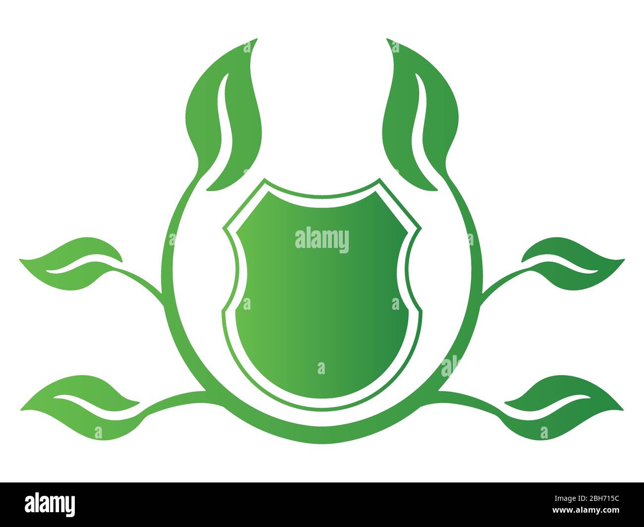Ecology concept with shield and leaves. Protect nature icon sign symbol ...