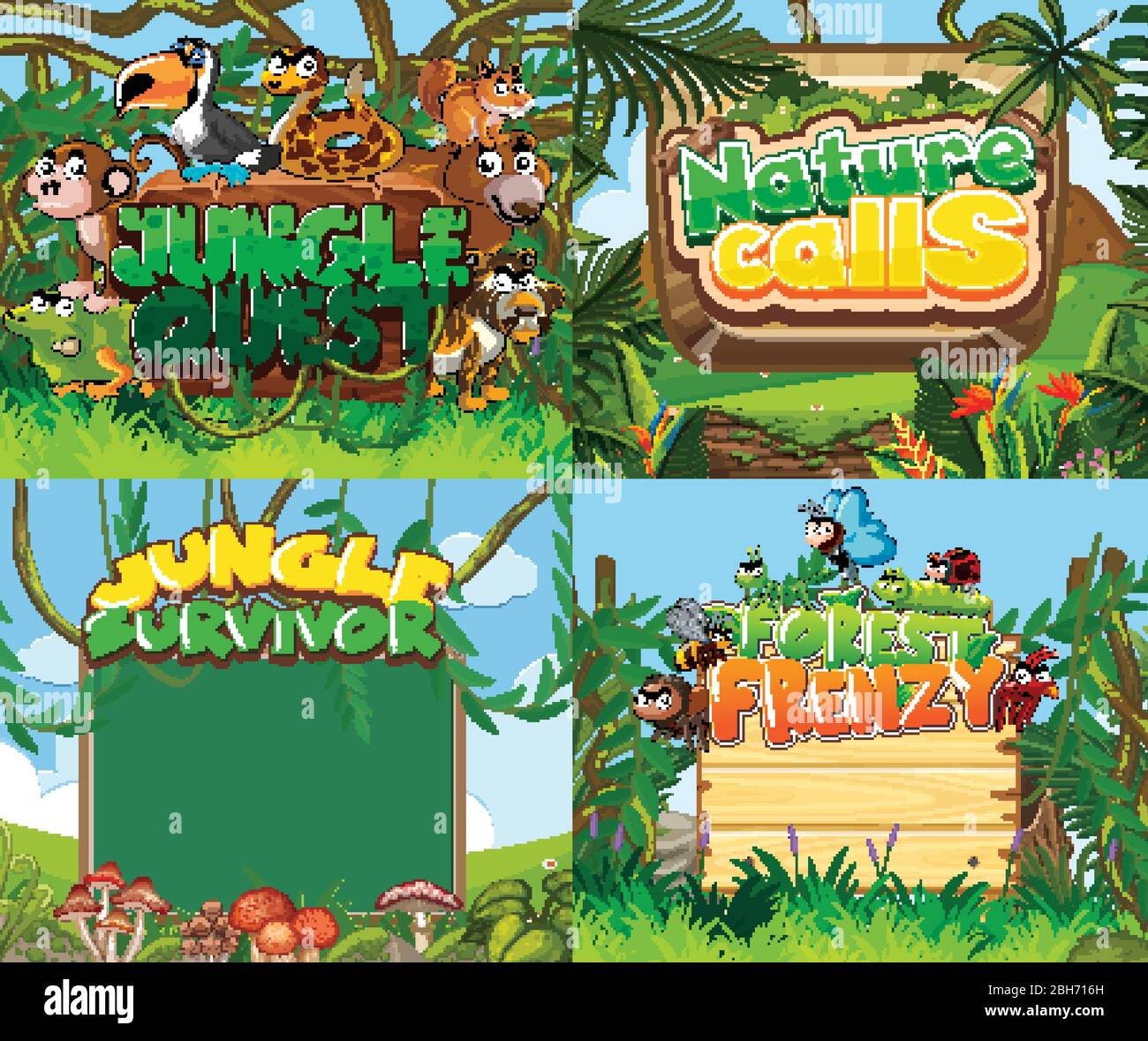 Banner template with forest in background illustration Stock Vector ...