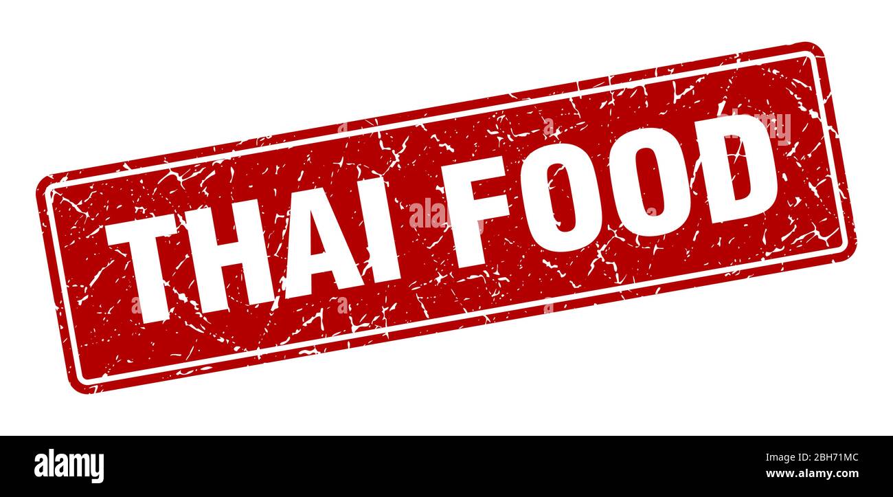 thai food stamp. thai food vintage red label. Sign Stock Vector Image ...