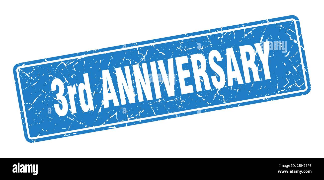 3rd anniversary stamp. 3rd anniversary vintage blue label. Sign Stock ...