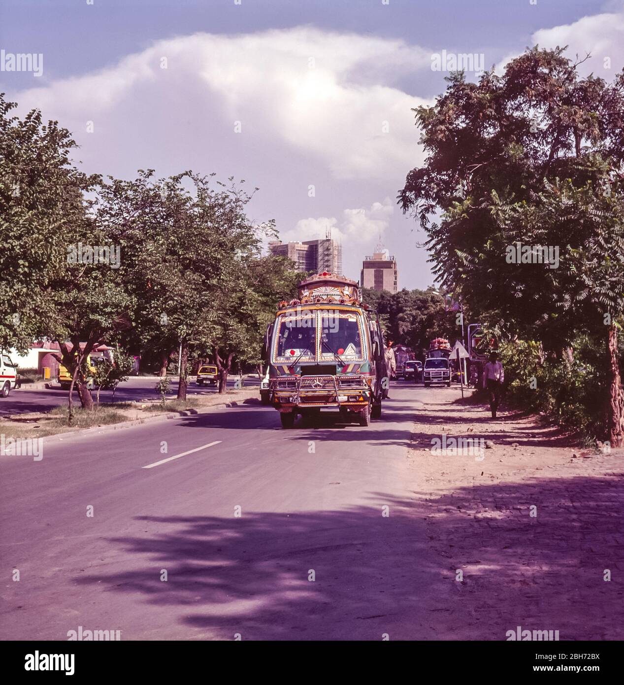 Pakistan, Islamabad street scene illustrating Islamabad's wide roads ...