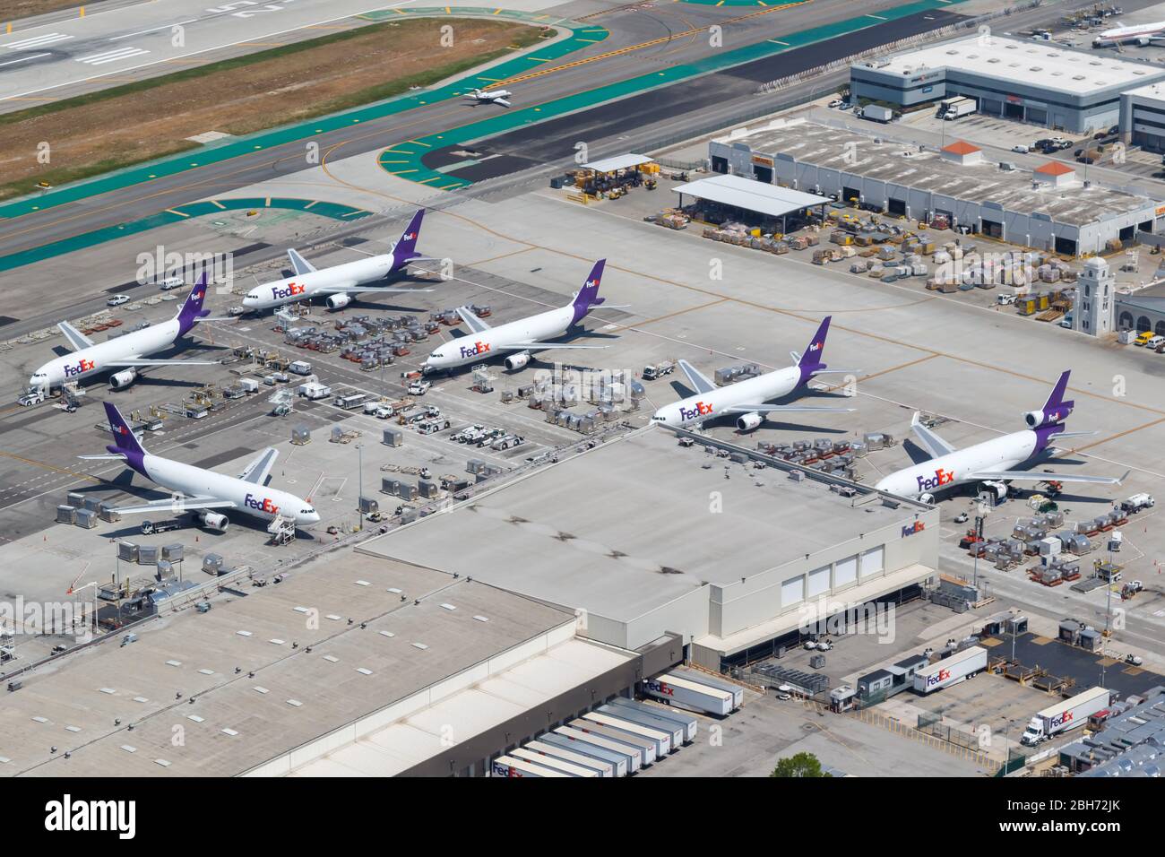 Los Angeles, California – April 14, 2019: Aerial photo of FedEx Express ...