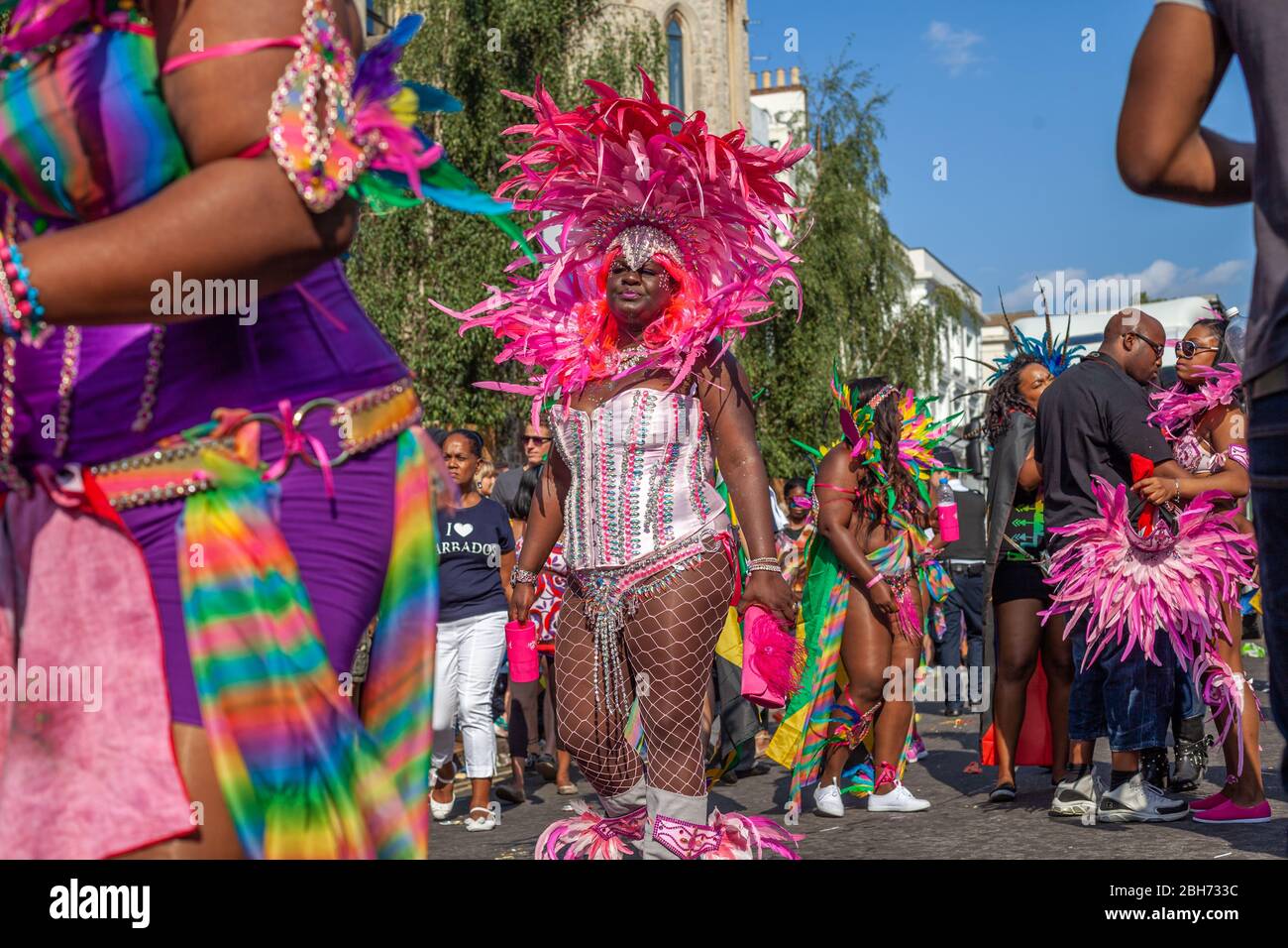 LONDON, UNITED KINGDOM – 26 AUGUST 2013: Carnival performers at sunny ...