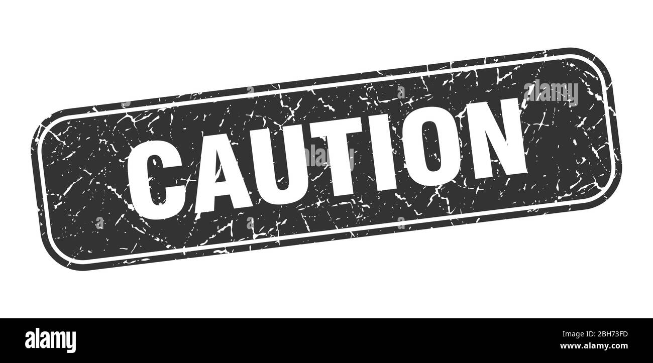 caution stamp. caution square grungy black sign Stock Vector Image ...
