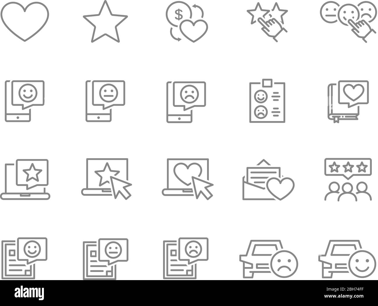 Set of customer review line icons. Client satisfaction, good service ...
