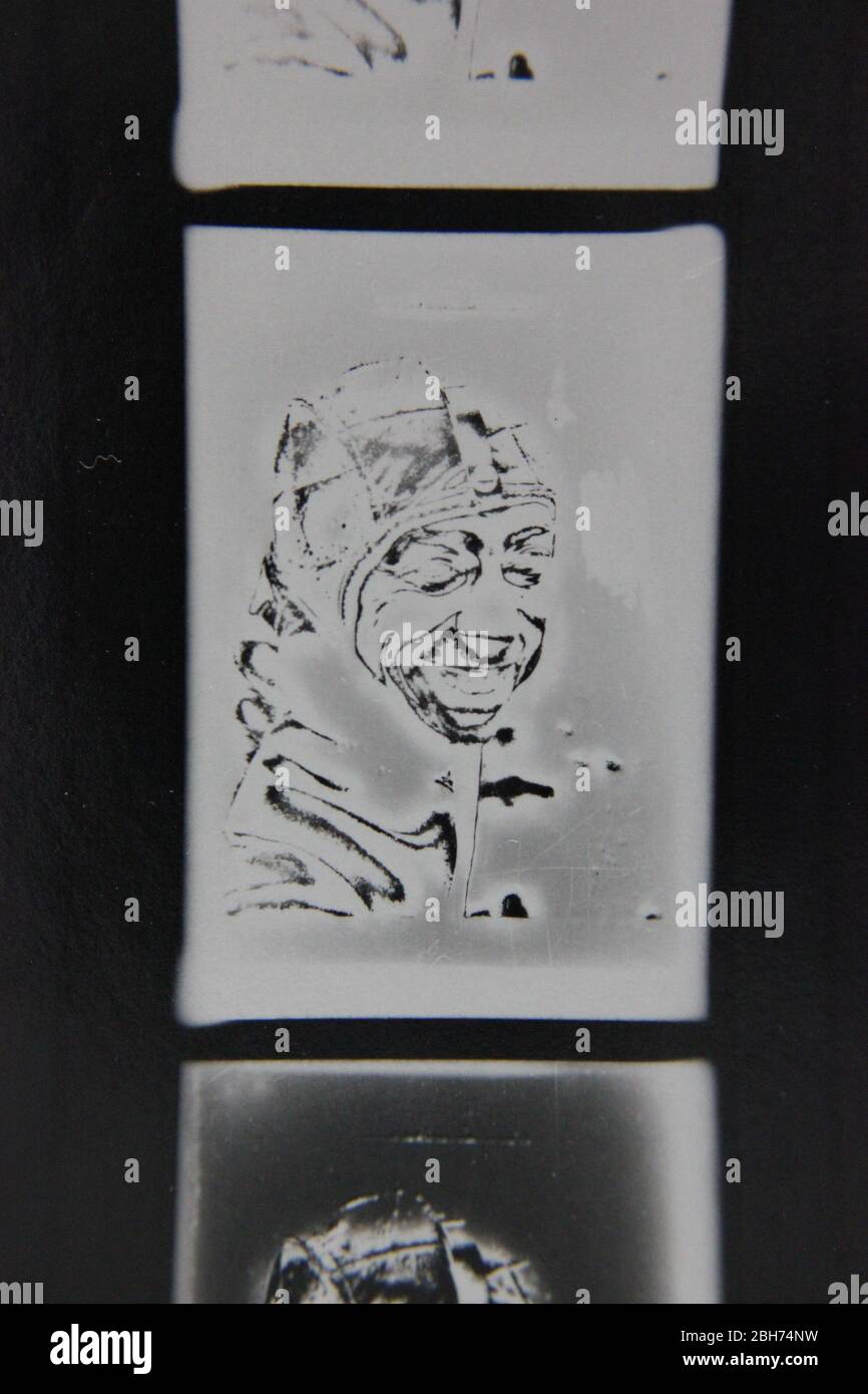 Fine 70s vintage extreme high contrast contact print photography of a ...