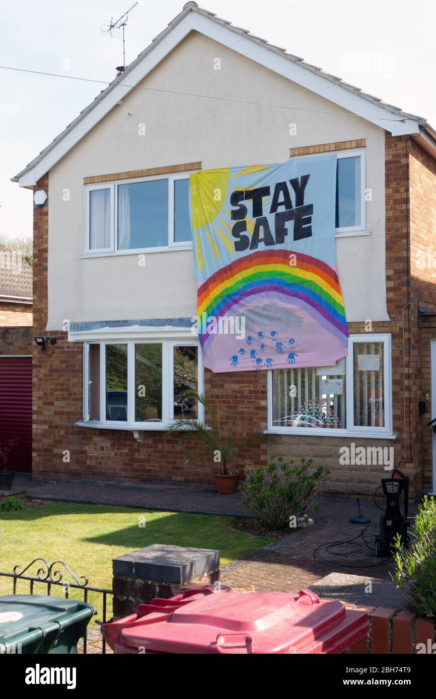 Stay safe support rainbow sign sign in residential area of Reading ...