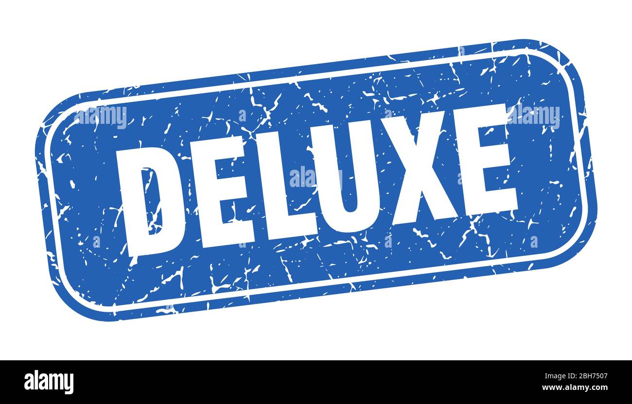 deluxe stamp. deluxe square grungy blue sign Stock Vector Image & Art - Alamy