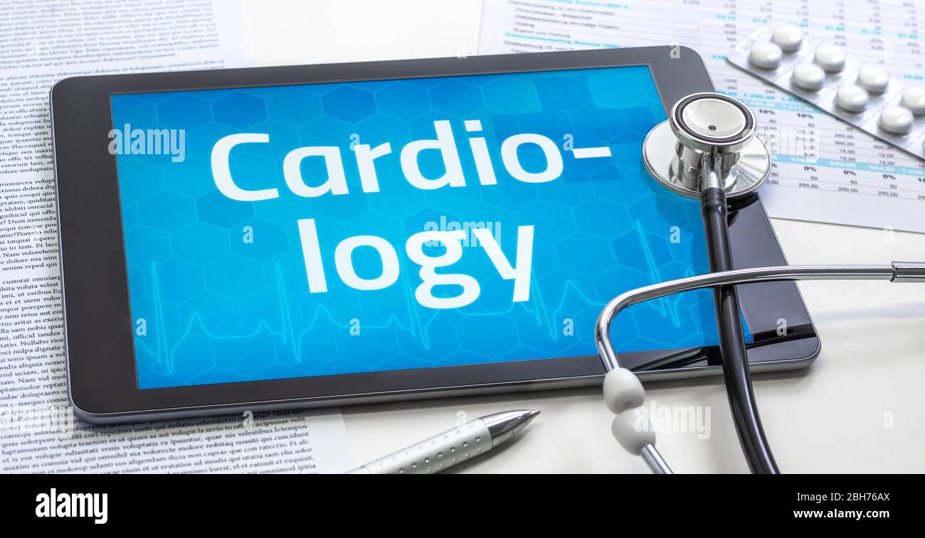 The word Cardiology on the display of a tablet Stock Photo - Alamy