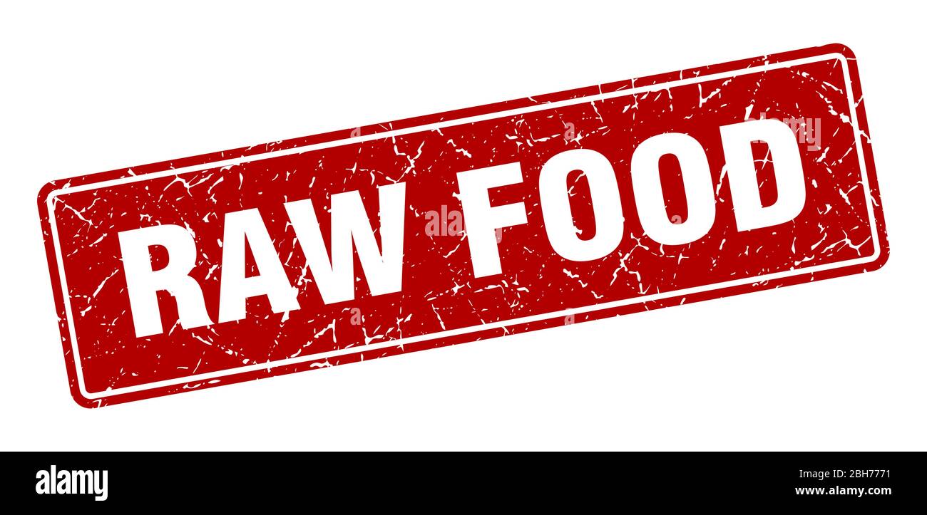 raw food stamp. raw food vintage red label. Sign Stock Vector Image ...
