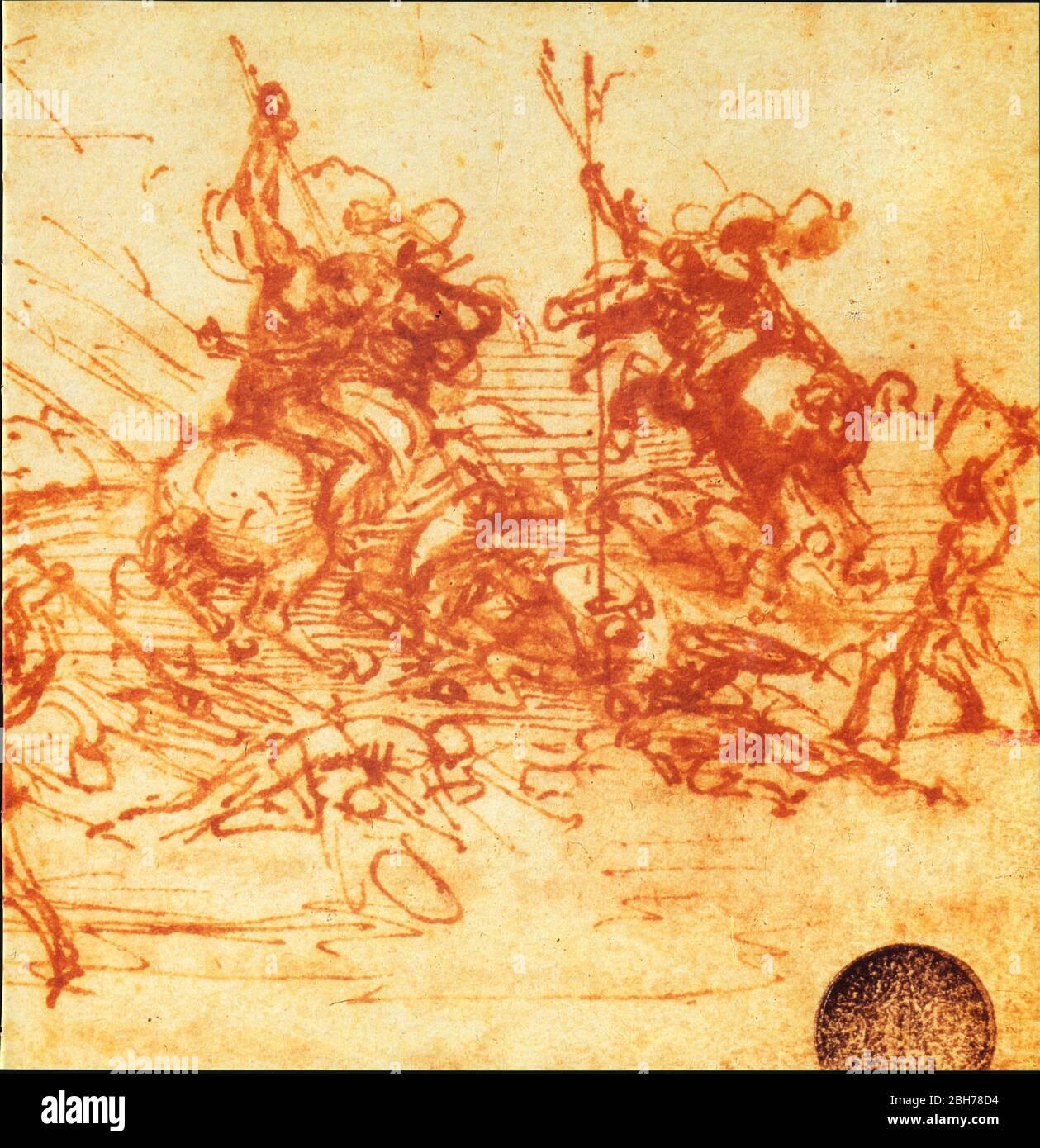 Leonardo da Vinci. Studies for the Battle of Anghiari. Detail. 1504 ...