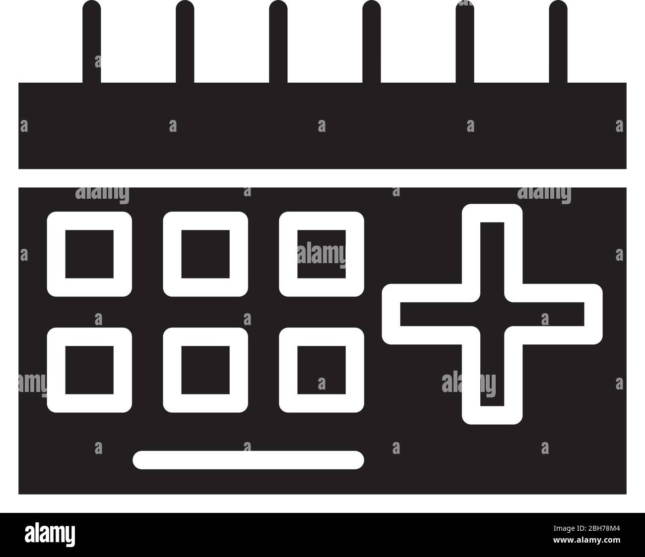 calendar with medical cross symbol silhouette style Stock Vector Image ...