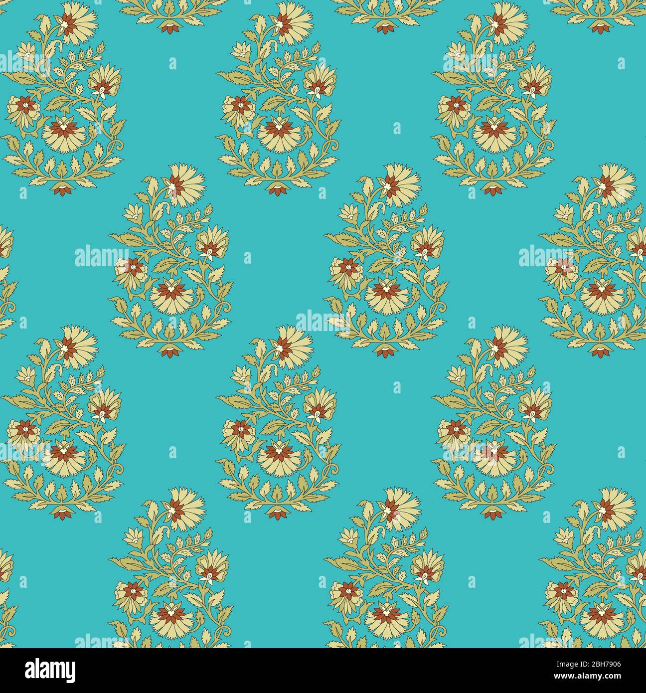 seamless mughal flower pattern with background Stock Photo - Alamy