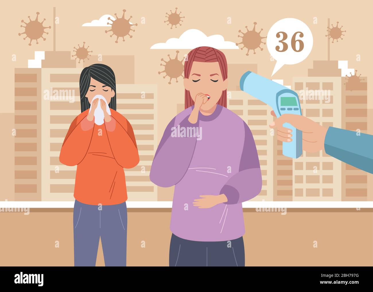 girls sick with covid19 symptoms Stock Vector Image & Art - Alamy