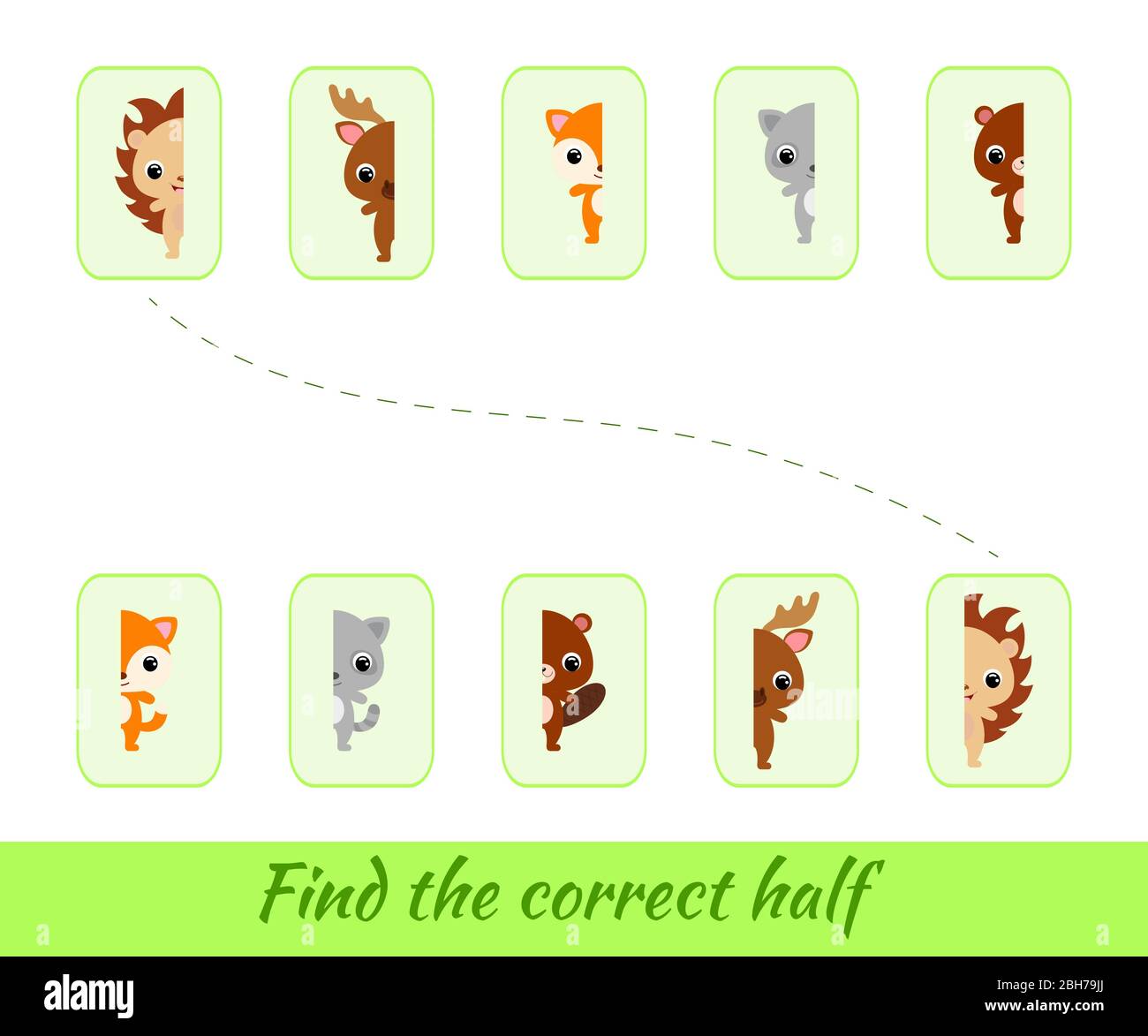 Clip cards game template find correct halves. Matching game for ...