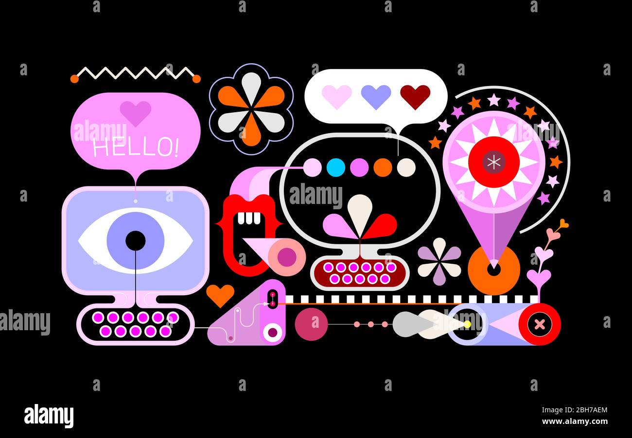 Flat design of abstract data traffic inside of crazy computer network ...