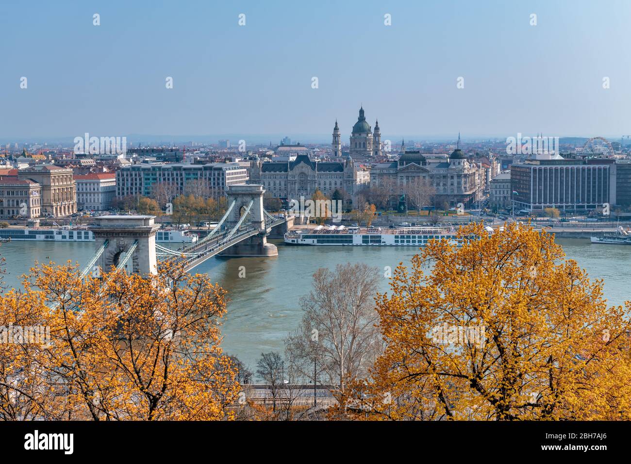 Chain Bridge and Budapest aerial skyline Stock Photo - Alamy