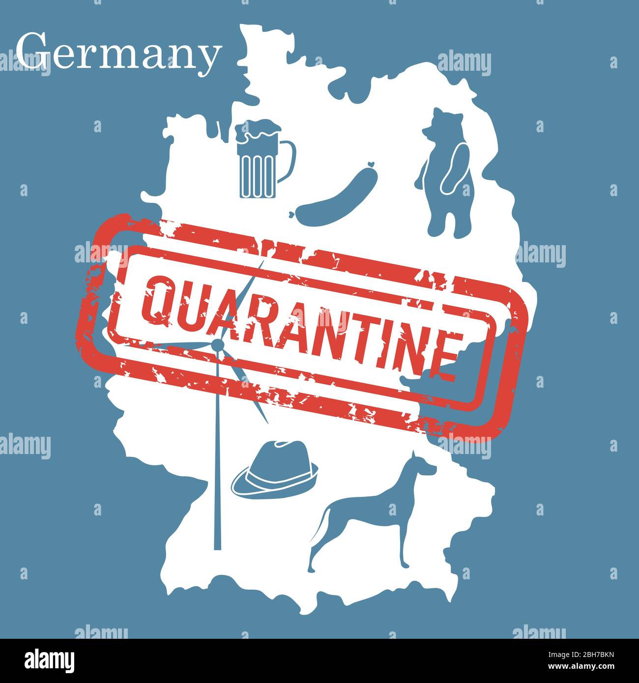 Vector illustration COVID-19 Pandemic. Quarantine Germany. Virus ...