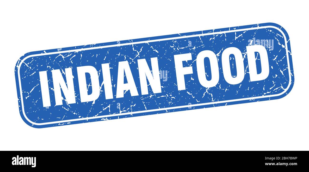 indian food stamp. indian food square grungy blue sign Stock Vector ...