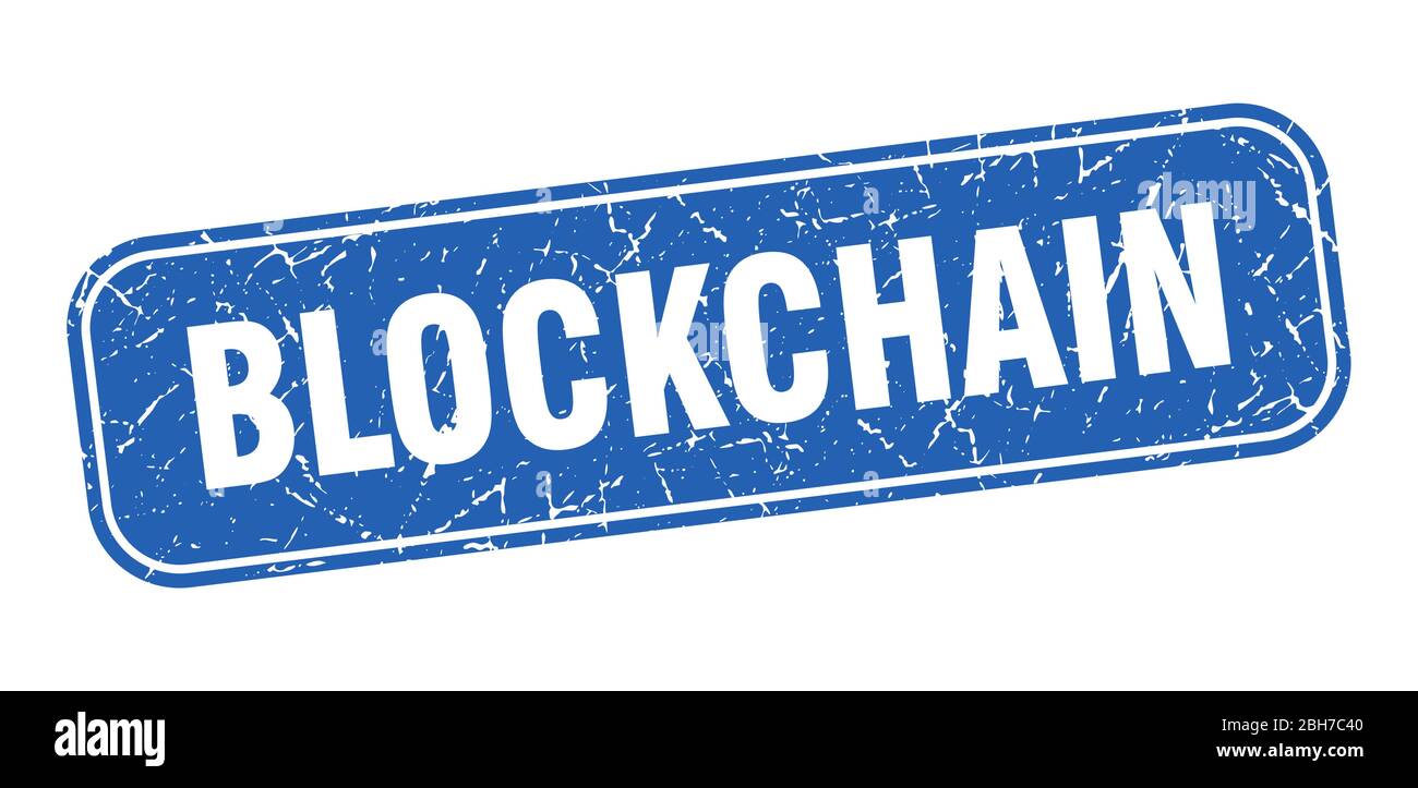 blockchain stamp. blockchain square grungy blue sign Stock Vector Image ...