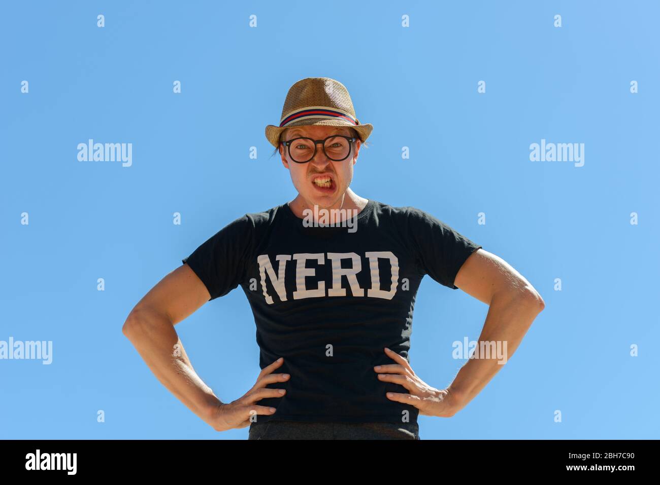 Geek guy on beach hi-res stock photography and images - Alamy
