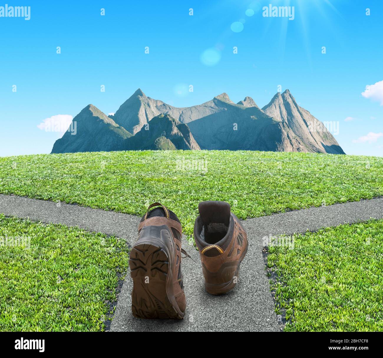 Hiking road crossroads hi-res stock photography and images - Alamy