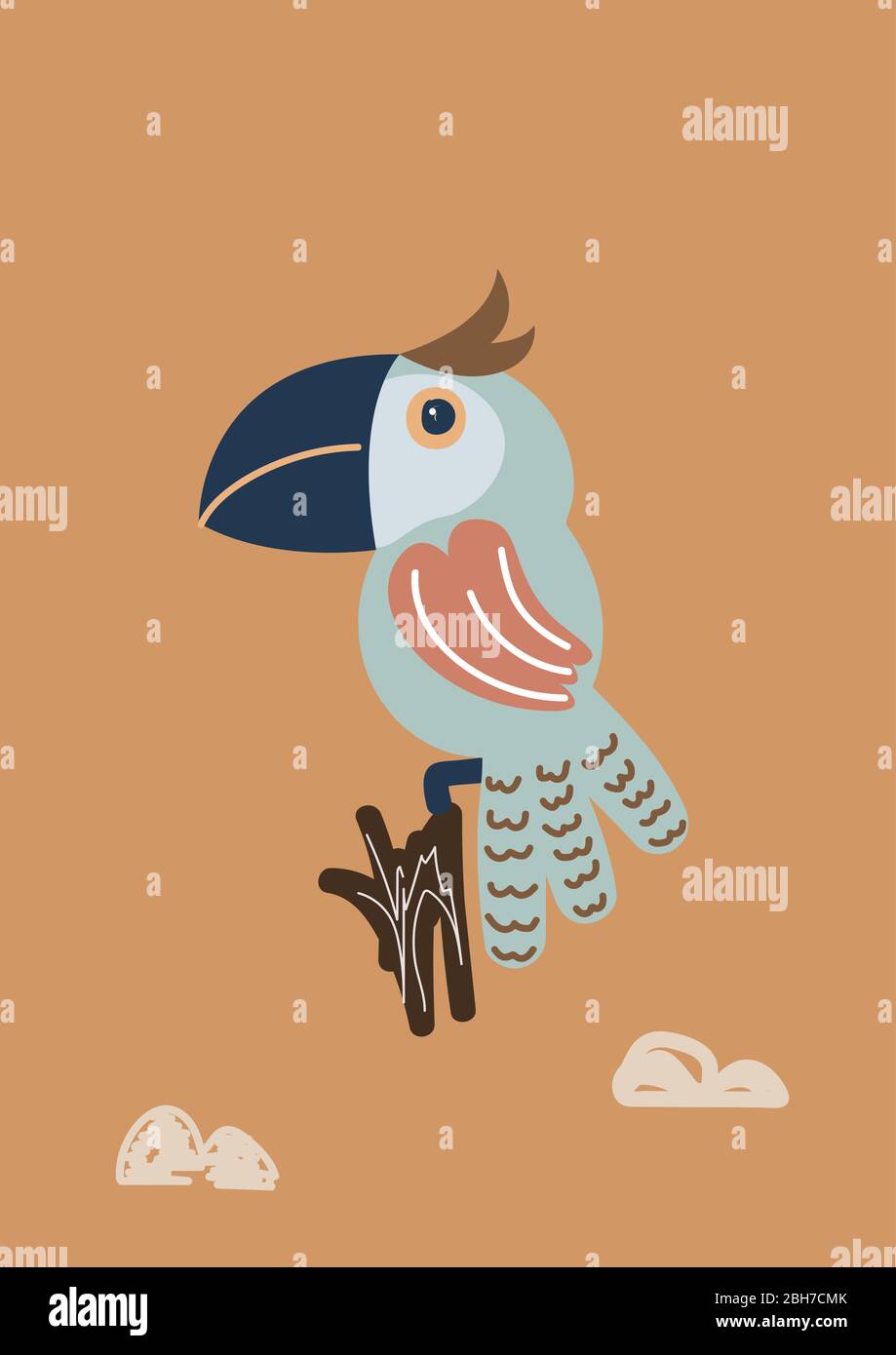 Vector blue parrot bird cartoon illustration Stock Vector Image & Art ...