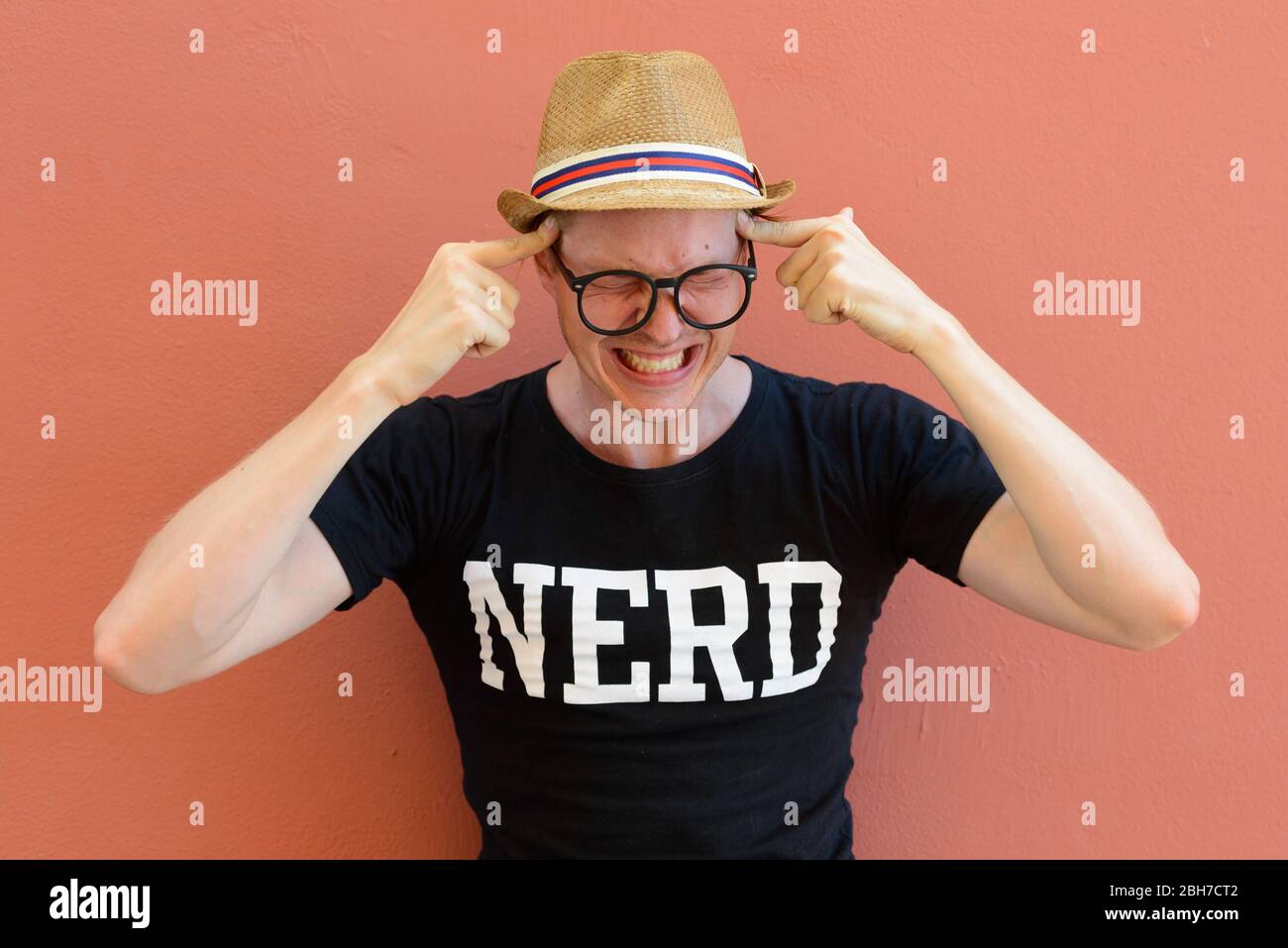 Tensed young man hi-res stock photography and images - Alamy