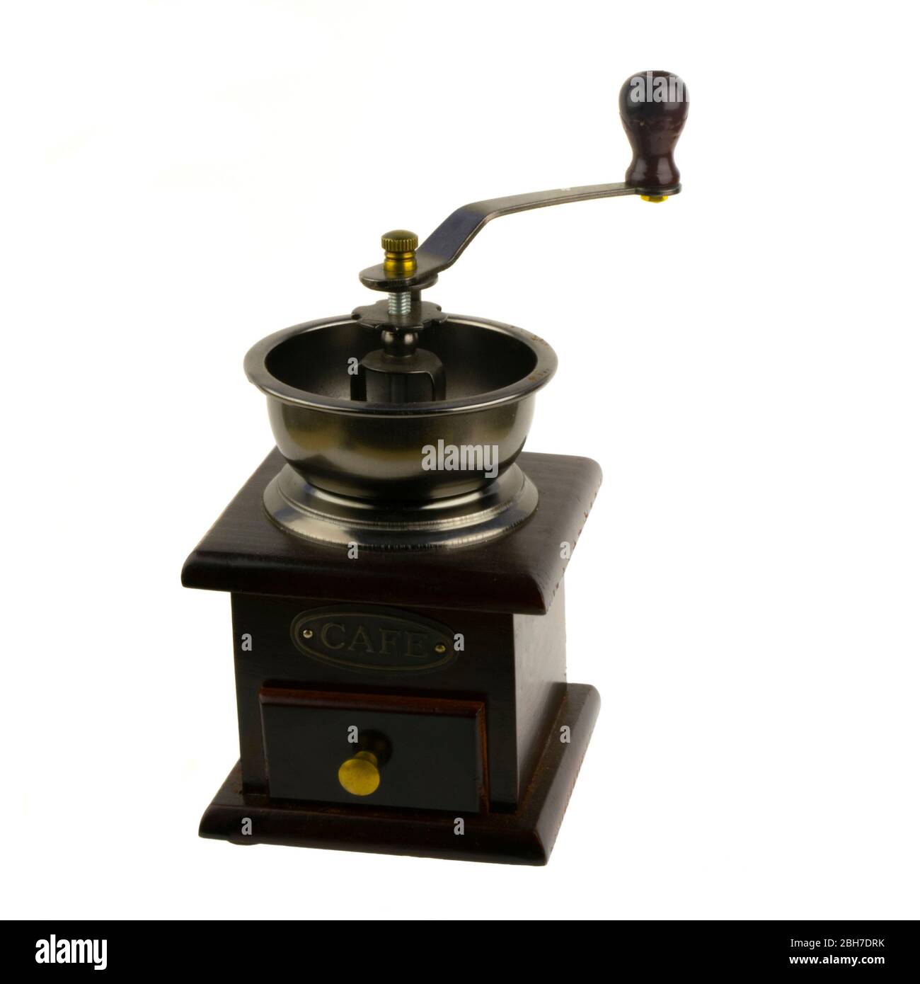 Coffee grinder from walnut wood isolated, White background Stock Photo ...