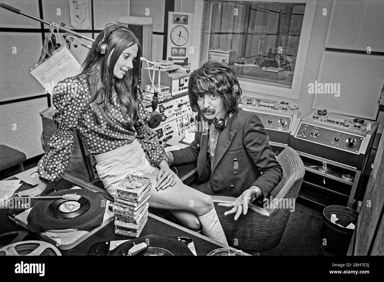 BBC DJ 'The Baron' at Radio Manchester in the early days of the station ...