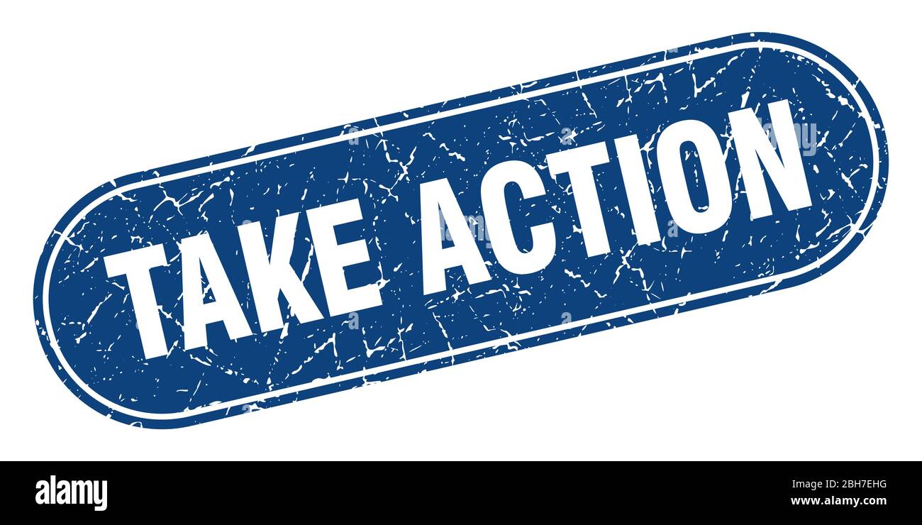 take action sign. take action grunge blue stamp. Label Stock Vector ...