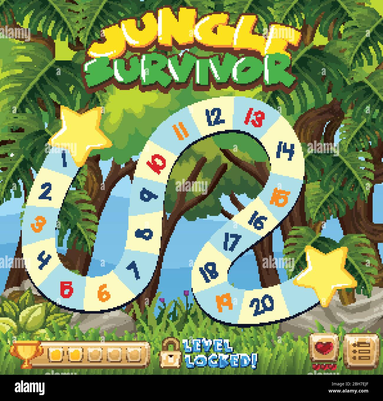 Boardgame template with green forest background illustration Stock ...