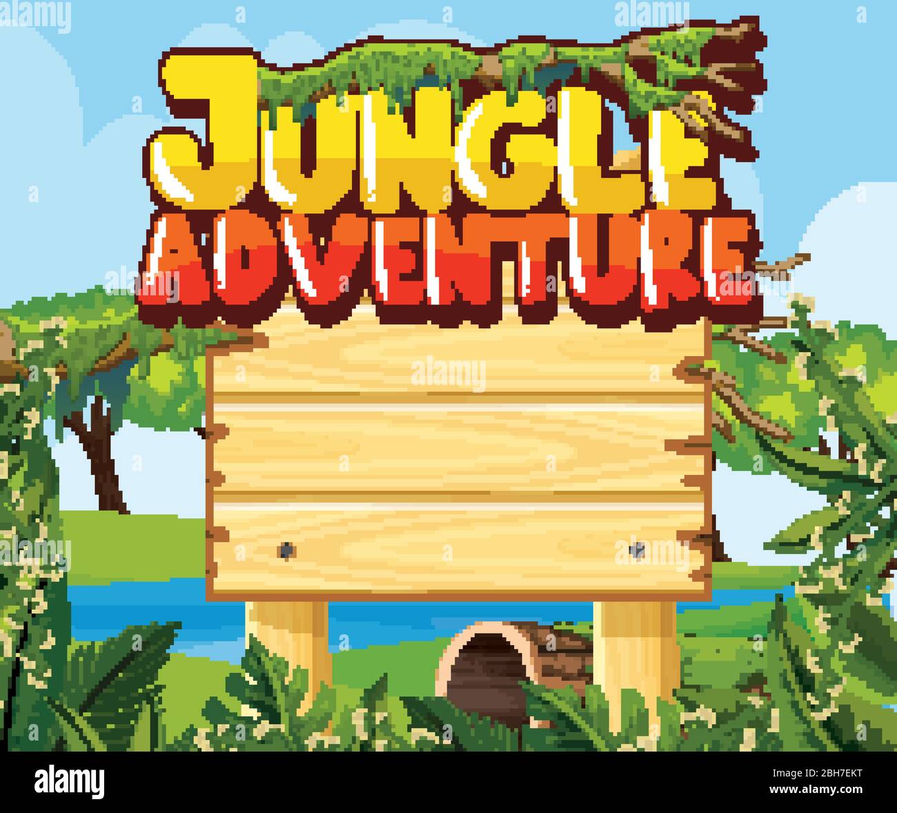 Banner template with forest in background illustration Stock Vector ...