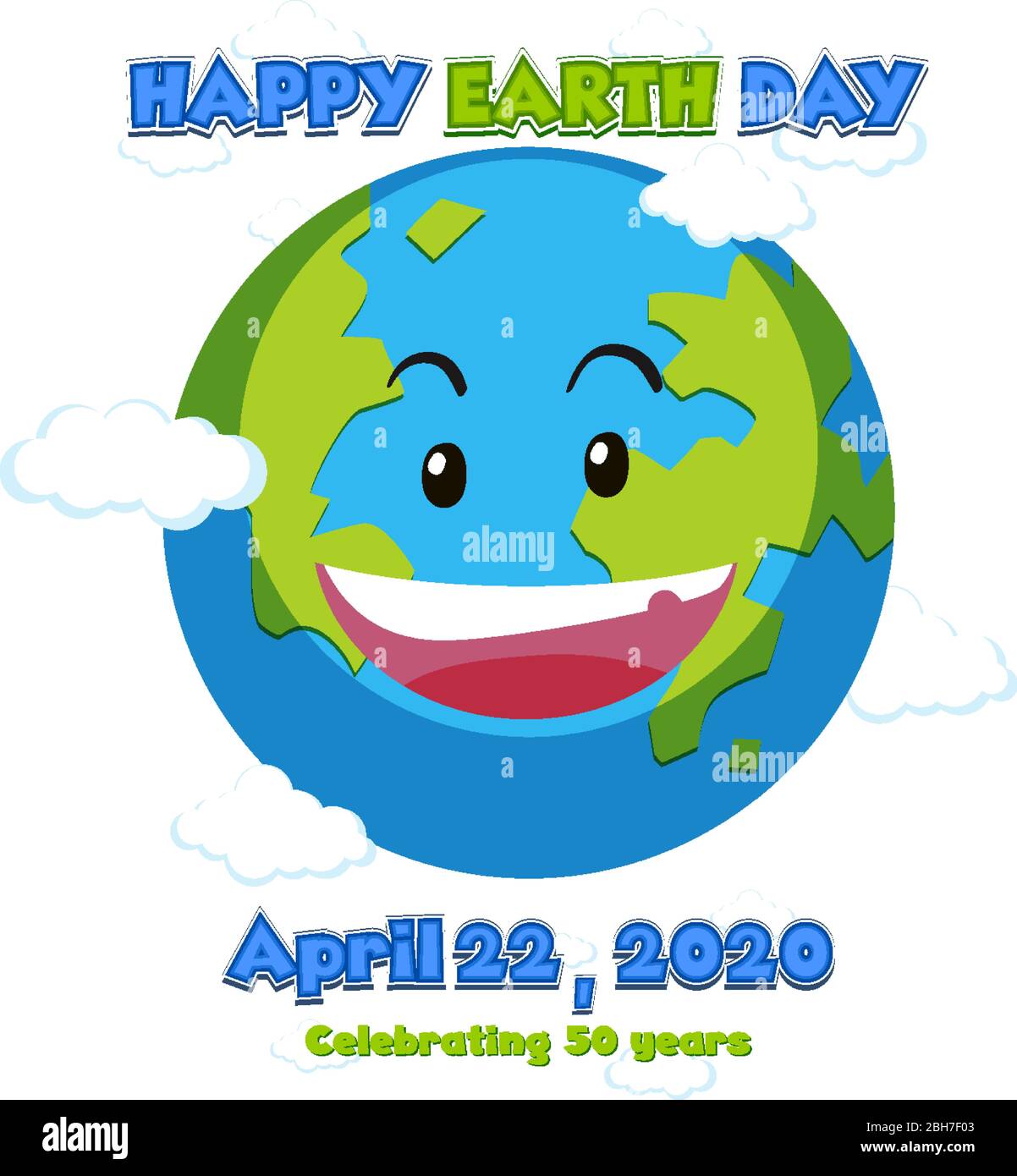Poster design for happy earth day with earth smiling illustration Stock ...