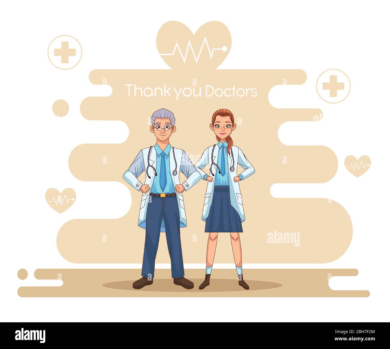 professionals doctors couple avatars characters Stock Vector Image ...