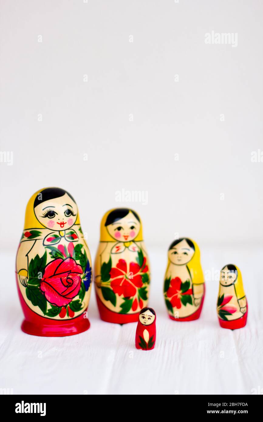 Russian national nesting dolls on a white background Stock Photo - Alamy